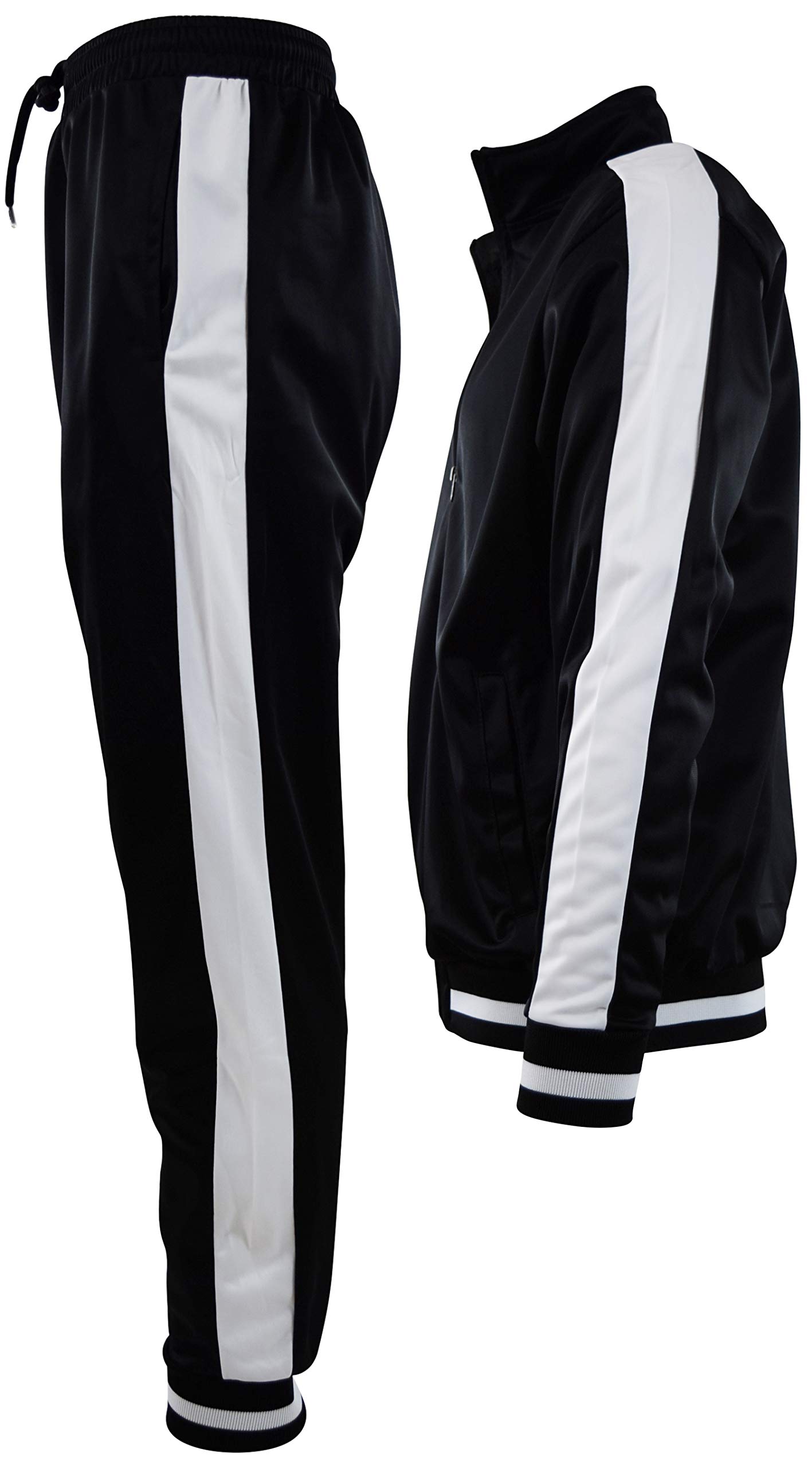 ChoiceApparel Mens Athletic 2 Piece Tracksuit Set (L, 877-Black)