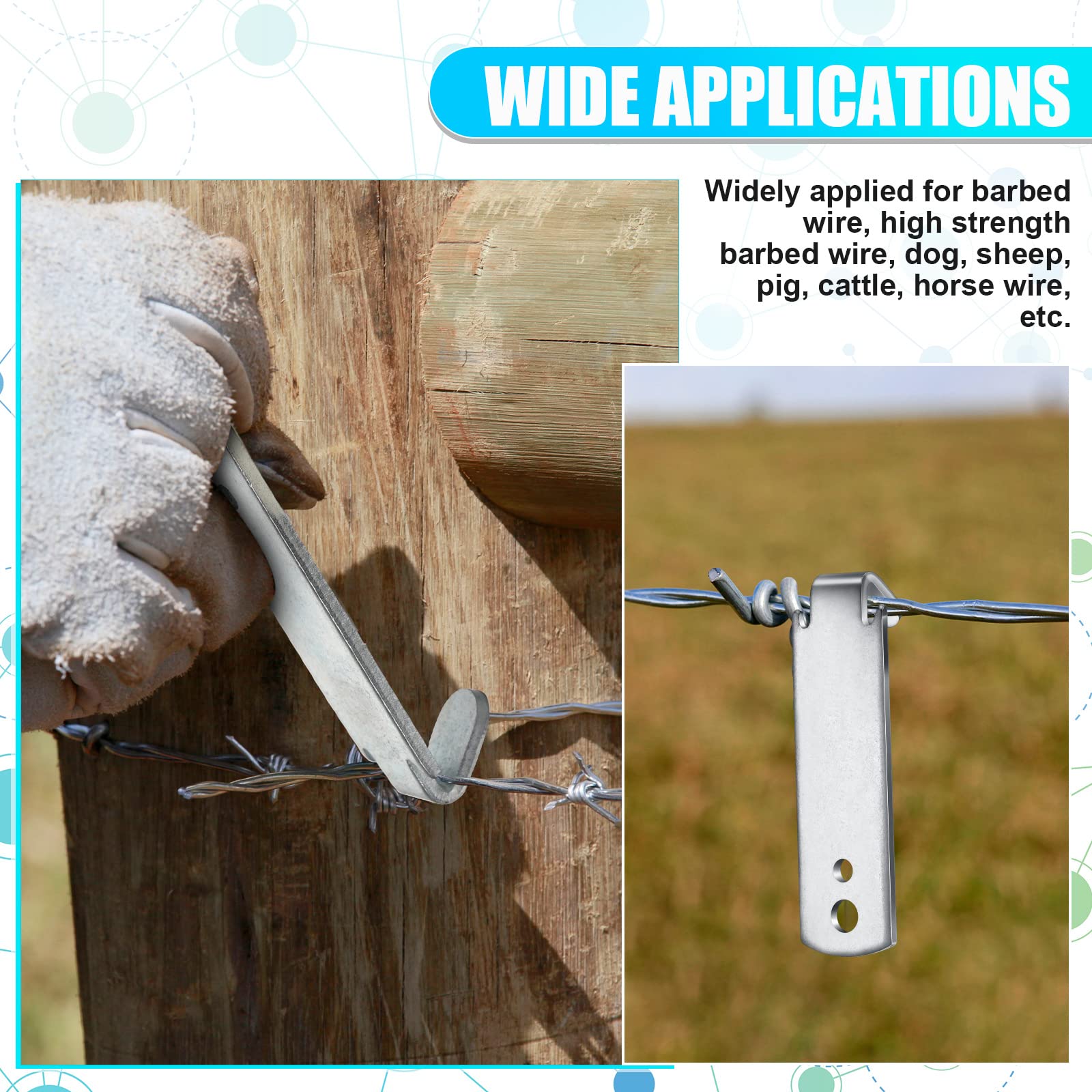 Fence Wire Twister for T Post Clips Fence Wire Tensioning Tool Twister for Fence Wire Twister Steel Wire Galvanized Twisted Wire Fence Tools for Fencing Wire(3 Pack)
