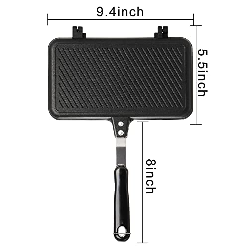 SOUJOY Sandwich Maker, Non-stick Gril Panini Maker Pan with Handle, Stovetop Toasted Aluminum Flip Pan Indoor Outdoor Home Kitchen Breakfast