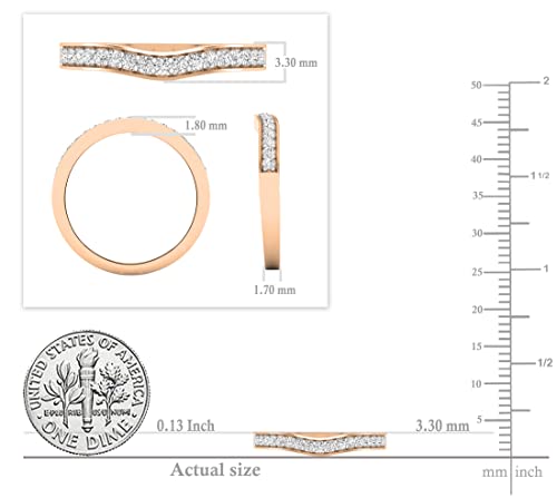 Dazzlingrock Collection Round White Diamond Contour Enhancer Band for Women (0.20 ctw) in 10K Rose Gold, Size 4