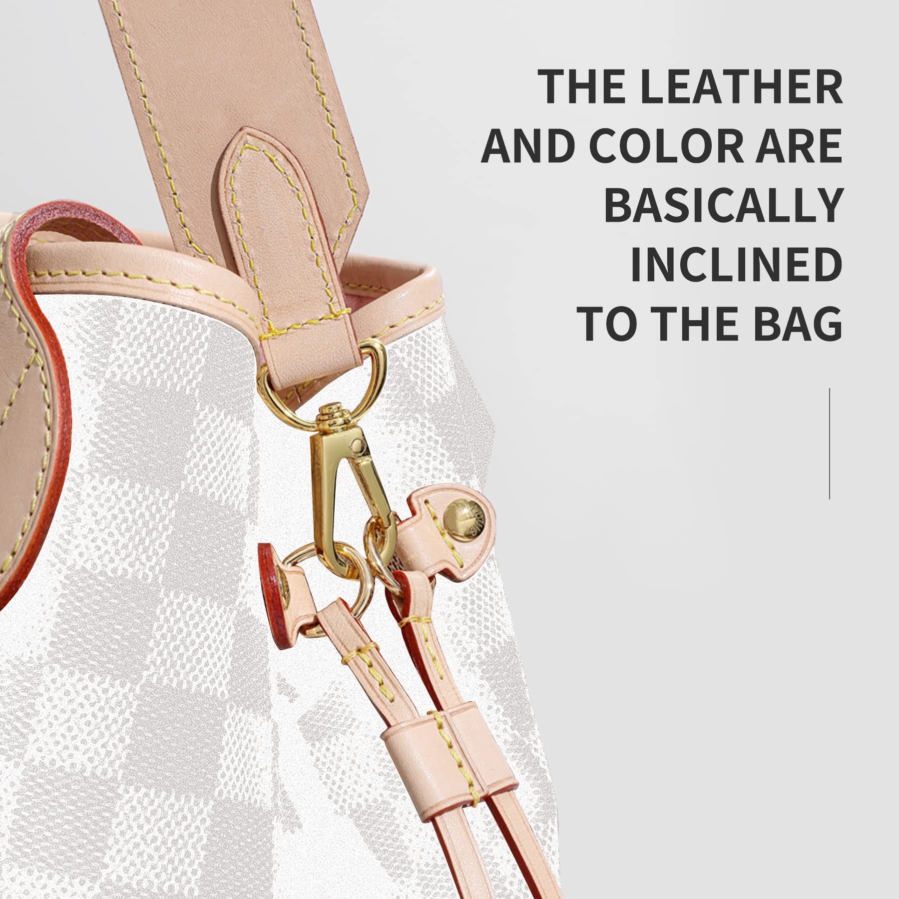 Doxo Vachetta Leather Replacement Crossbody Bag Strap,Fit for L Neverfull PM MM GM(Brown-Length-25.5in)