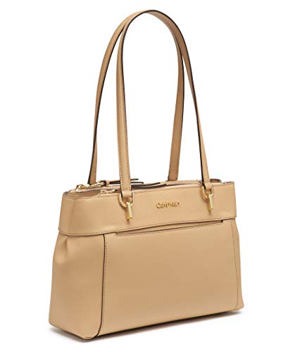 Calvin Klein Hayden Saffiano Leather Triple Compartment Shoulder Bag Satchel, RYE