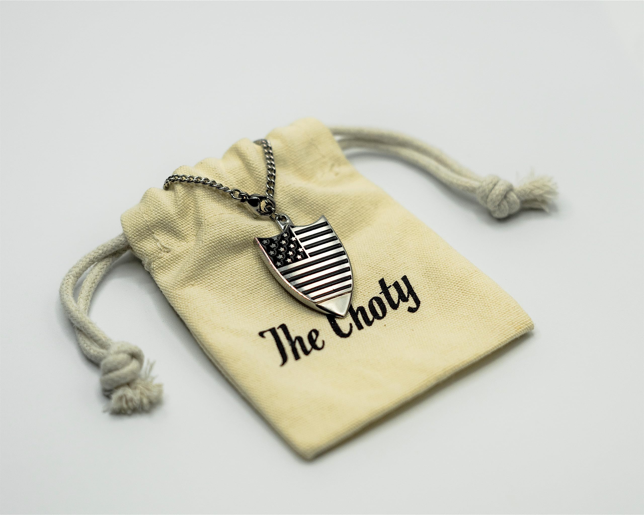 Choty - Shotgun Necklace - Silver USA - Chain and Pouch Included - 316L Stainless Steel