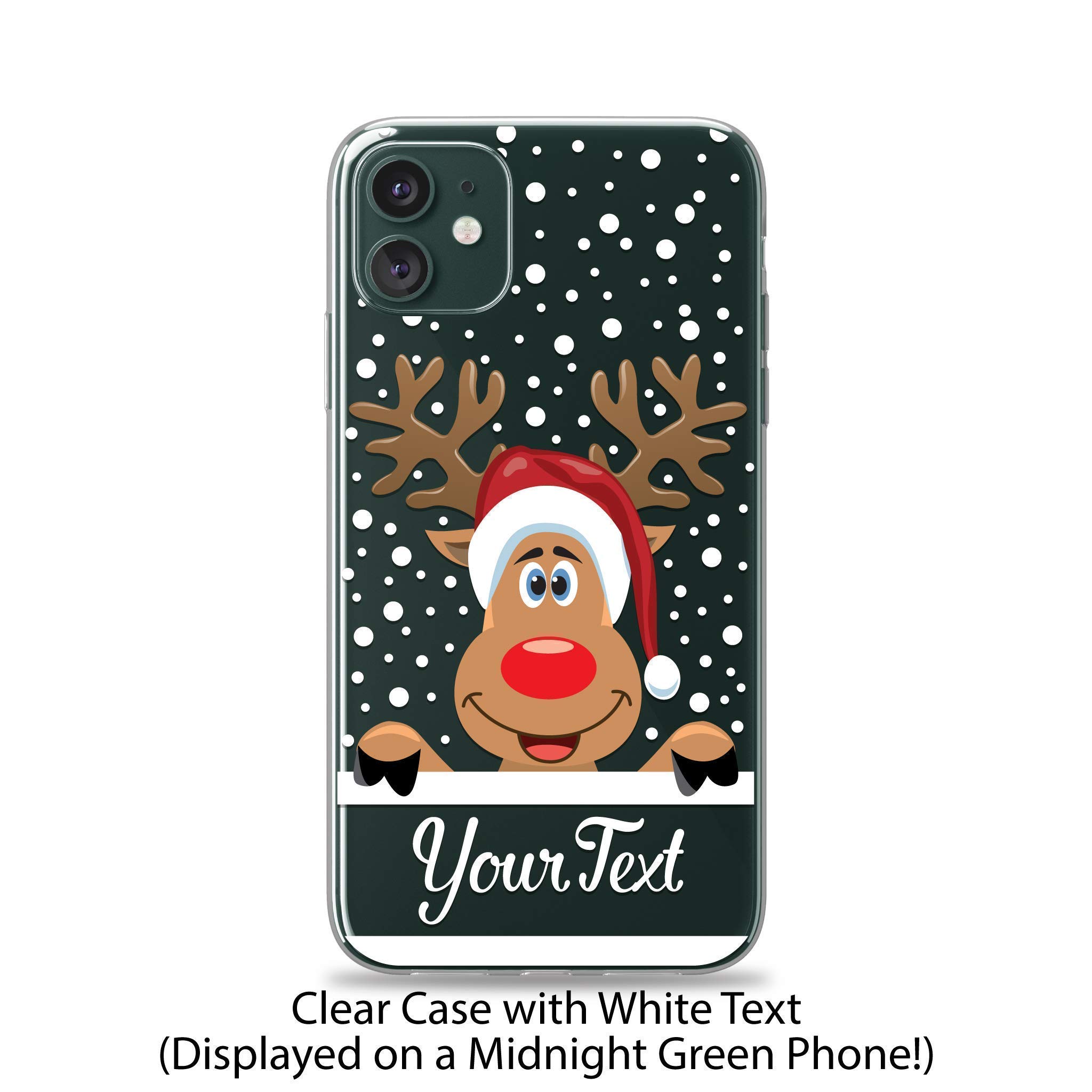 Case Charming Christmas Reindeer Personalized Case for iPhone 15 14 Pro Max 13 mini 12 11 XS XR X 10S 10R 10 8 Plus 7 SE Custom Clear Slim Soft Flexible TPU Rubber Phone Cover
