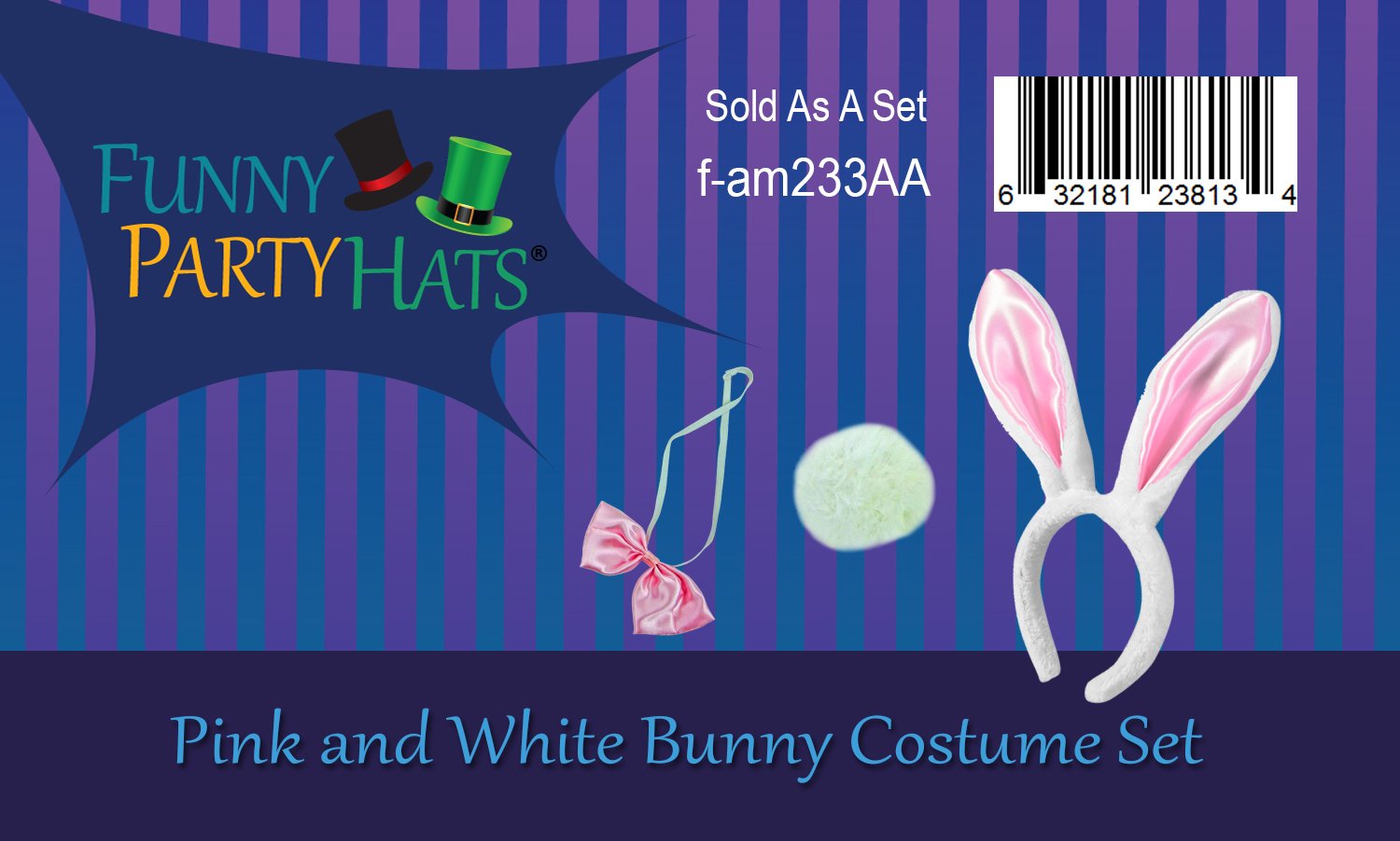 Bunny Ears and Tail w/Bow - Easter Costume - Bunny Headband by Funny Party Hats