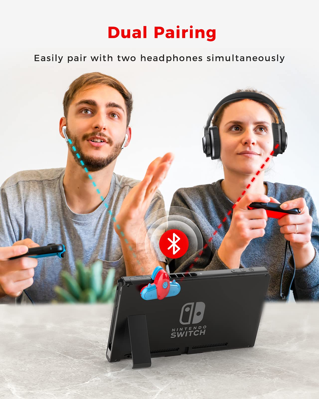 Vivefox Switch Bluetooth Adapter - Bluetooth 5.0 Audio Transmitter Compatible for Nintendo Switch/Lite 3.5mm Audio Adapter with APTX Low Latency Supports Wireless Bluetooth Headphones and Speakers