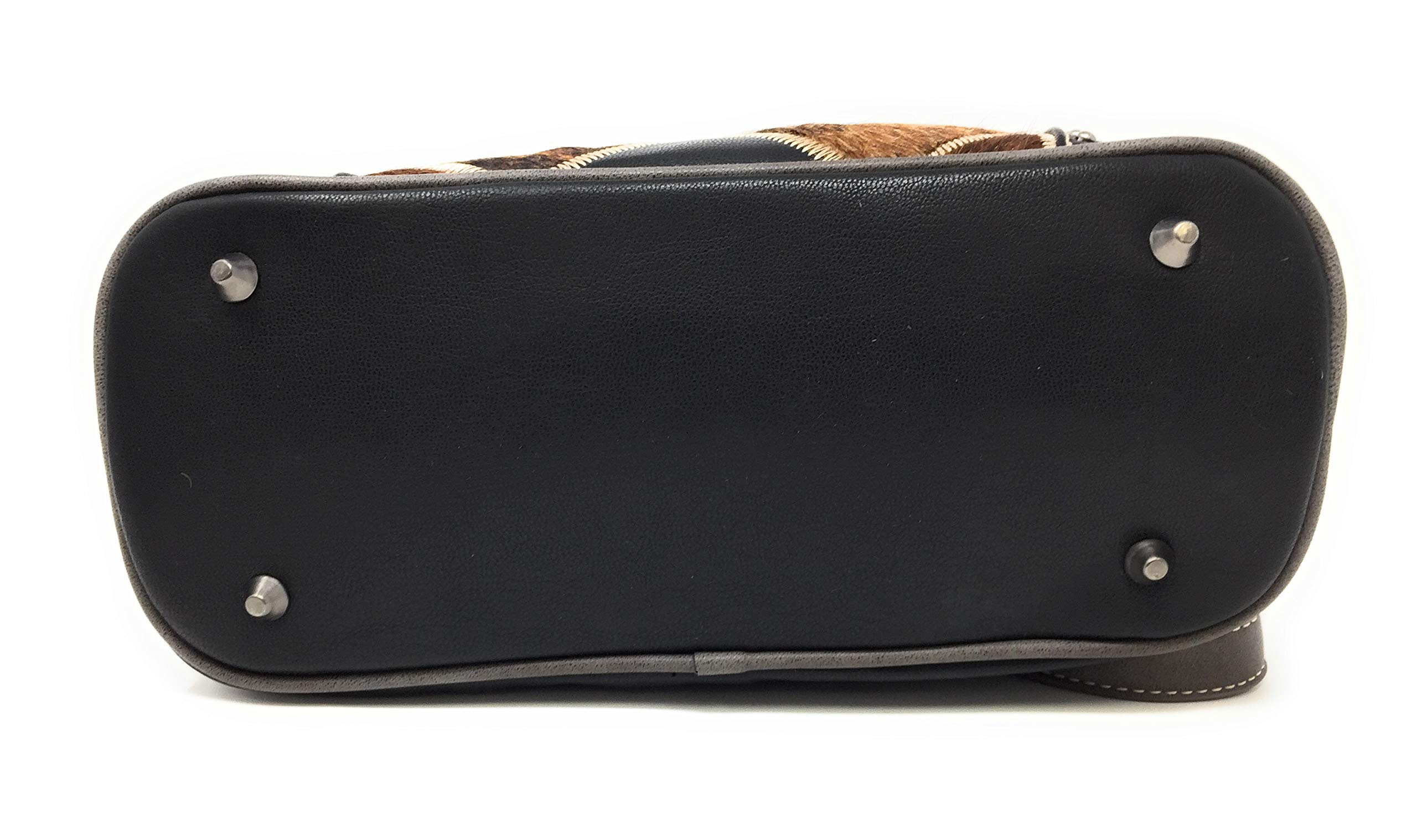 Concealed Carry Hobo Double Flat Strap Purse Southwest Cowhide & Matching Wallet (Black)