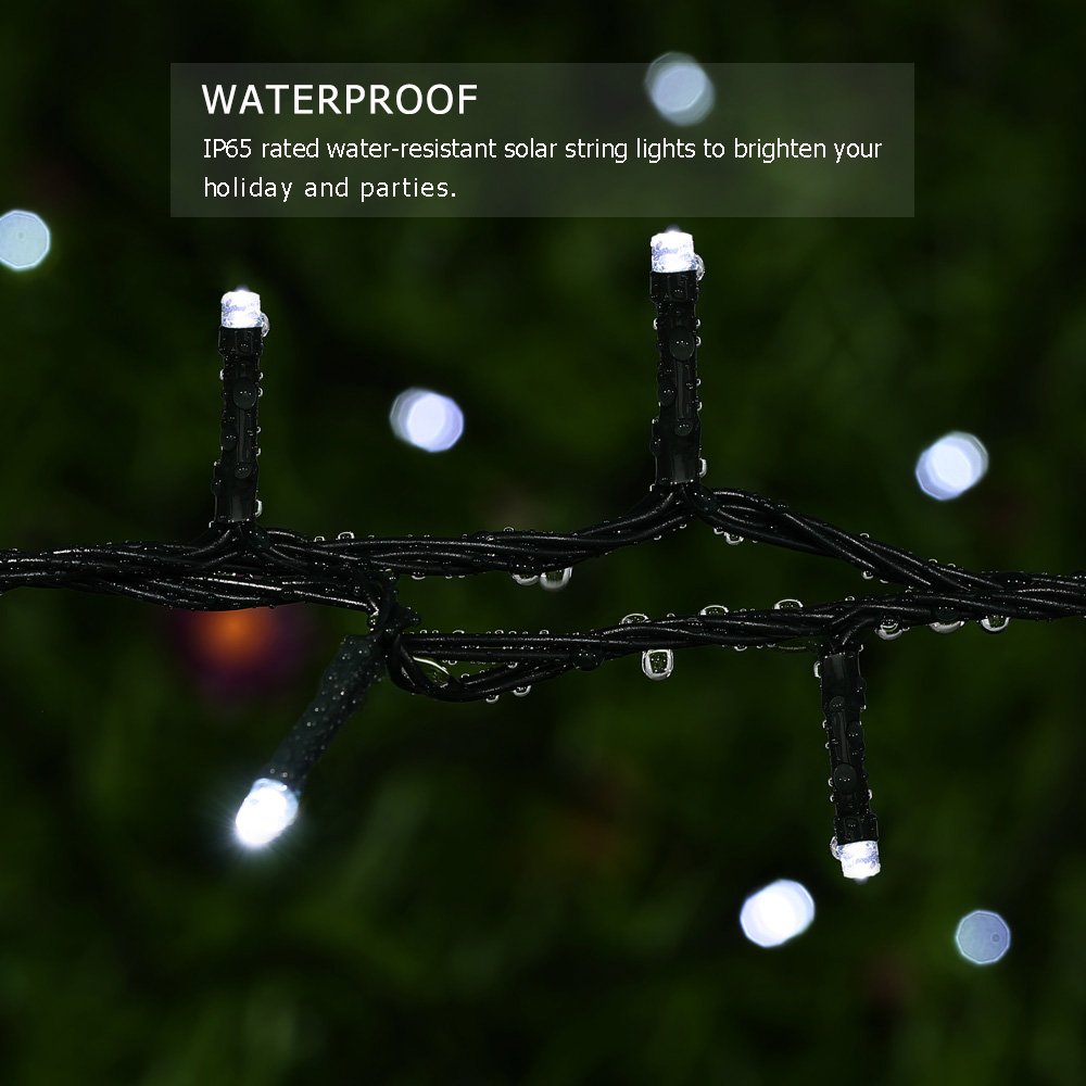 Qedertek 4 Pack Solar String Lights, 72ft 200 LED Solar Lights Outdoor with 8 Lighting Modes Waterproof for Home, Patio, Lawn, Garden, Christmas, Wedding, Party and Holiday Decorations(Cool White)
