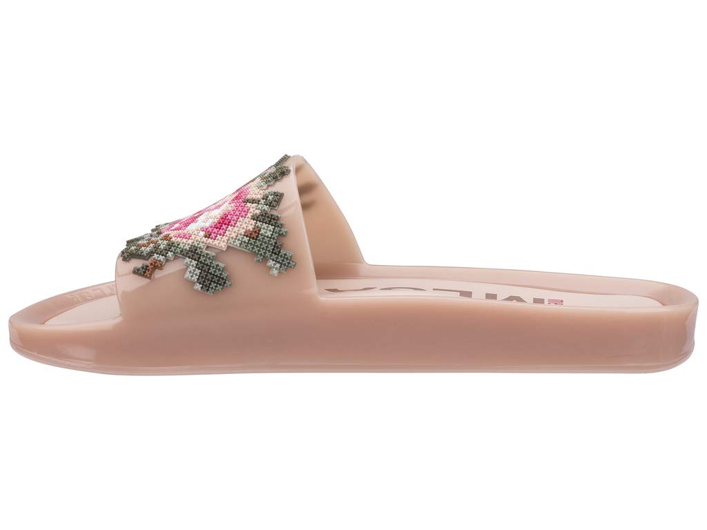 Melissa - Womens Beach Slide Flower Sandal, Size: 6 M US, Color: Pink Green