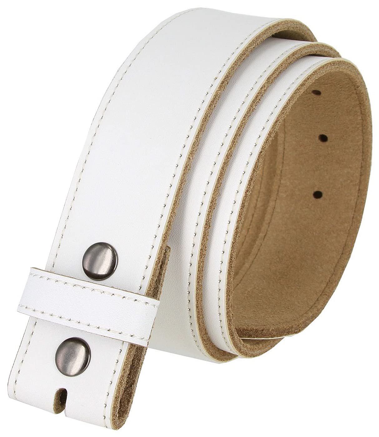BS1200 White Belt Genuine Leather Replacement Casual Belt Strap 1-1/2"(38mm) Wide (White, 30)