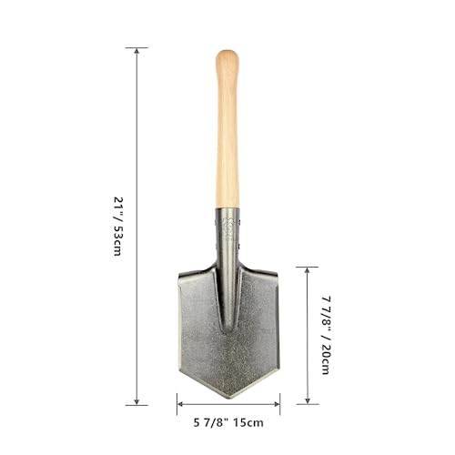 Mastiff Gears® Battle Wolf Shovel, Remodeled Sapper Shovel with Hardwood Handle, for Camping, Hiking, Fishing, Self-Defence and Emergency