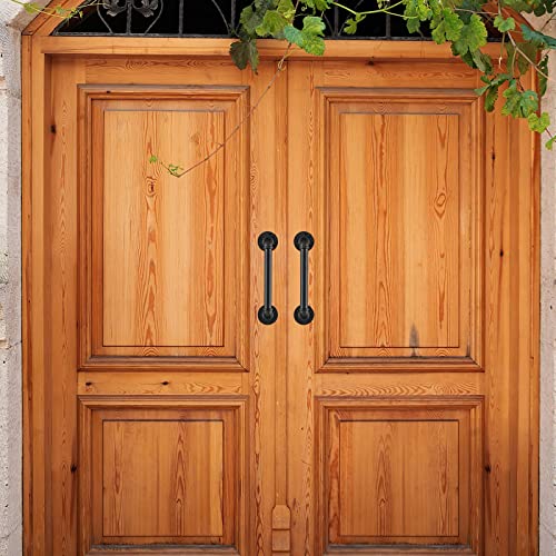 Licperron Barn Door Handle, Black Rustic Sliding Door Handles for Sliding Door, Interior Door, Garage, Towel, 2 Pack, 12 Inch