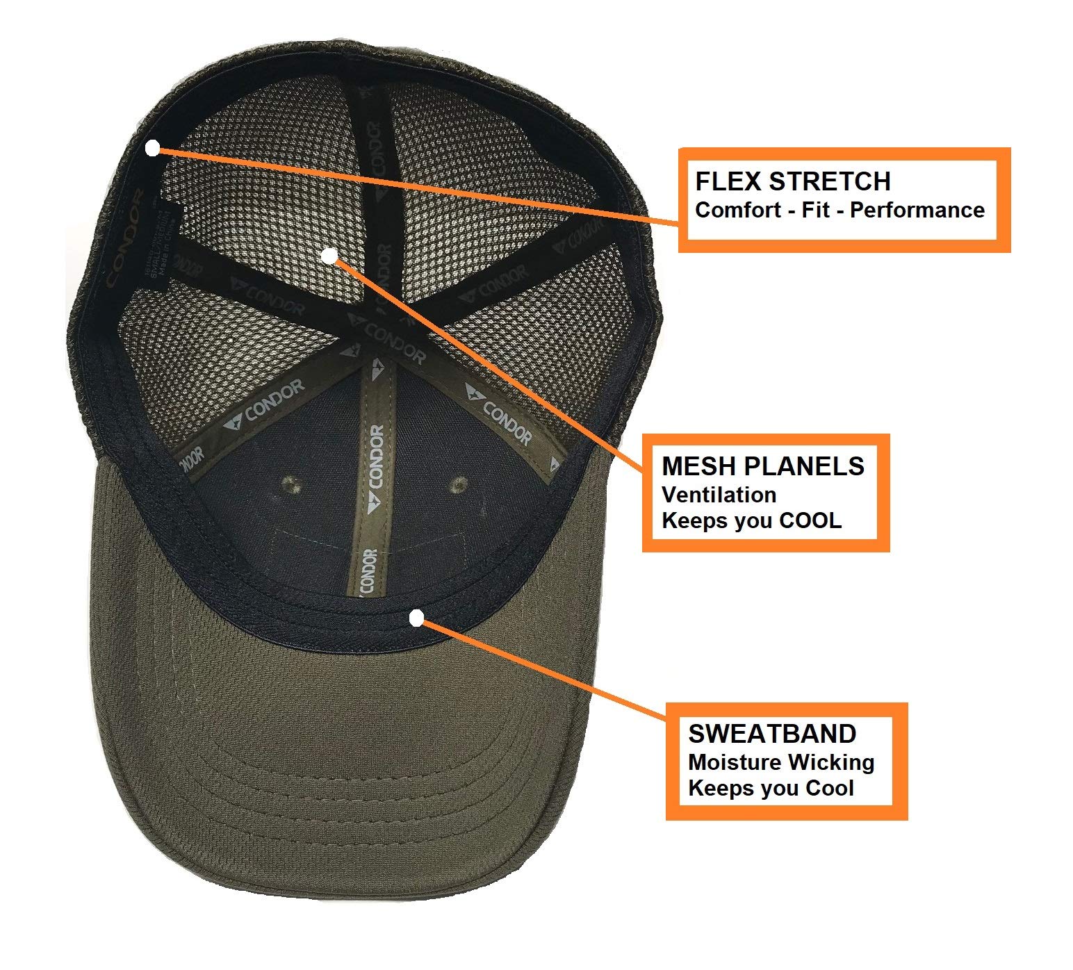 Condor Flex Mesh Cap (OD Green) Bundled with Armorbilt Flag & Warrior Patch, Operator Hat (S/M)