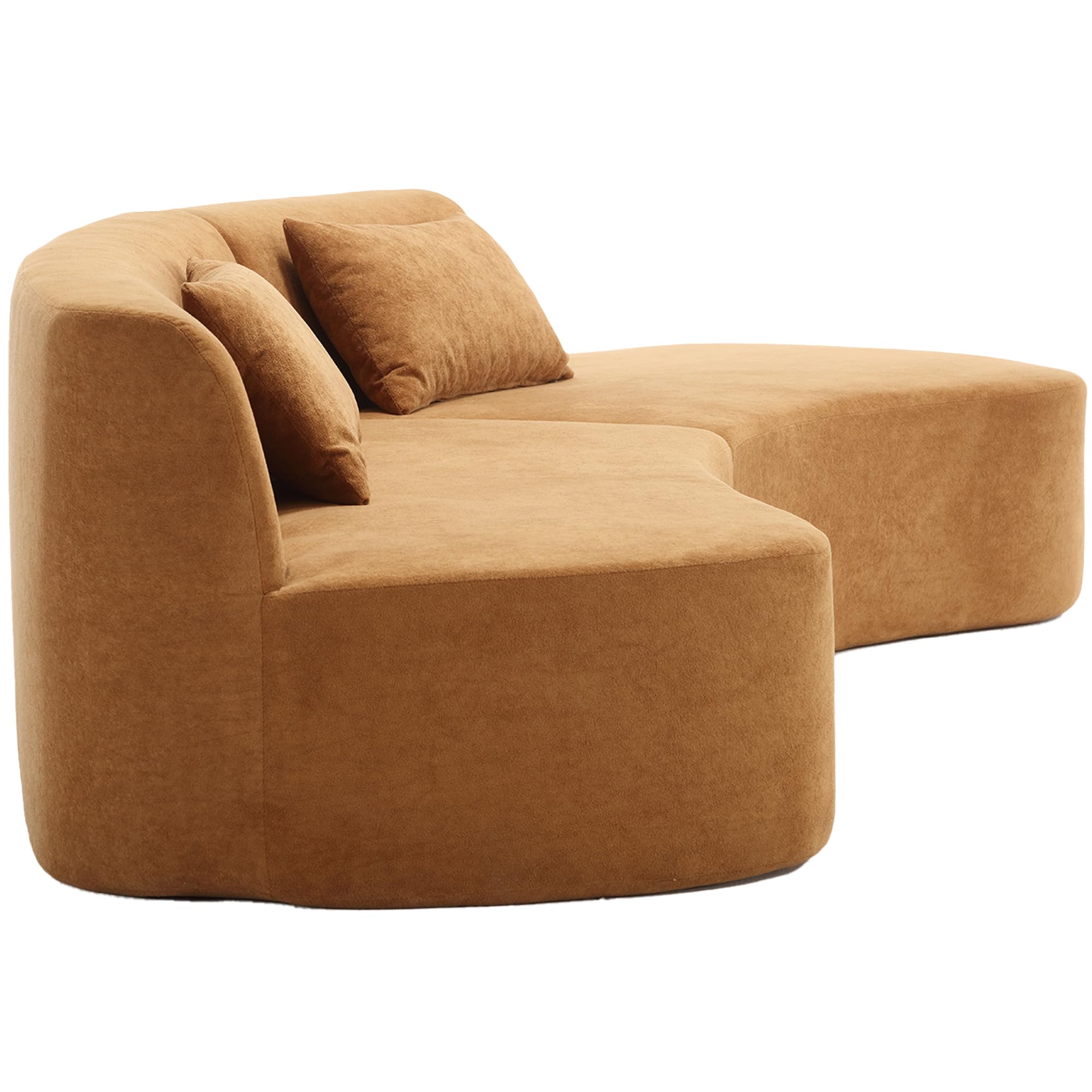 GNIXUU 118.1" Curved Sectional Sofa Couch for Living Room, Minimalist Modern Orange Modular Sectional Sofa, Comfy Cashmere Fabric Cloud Couch with Deep Seat & Chaise for Bedroom, Office