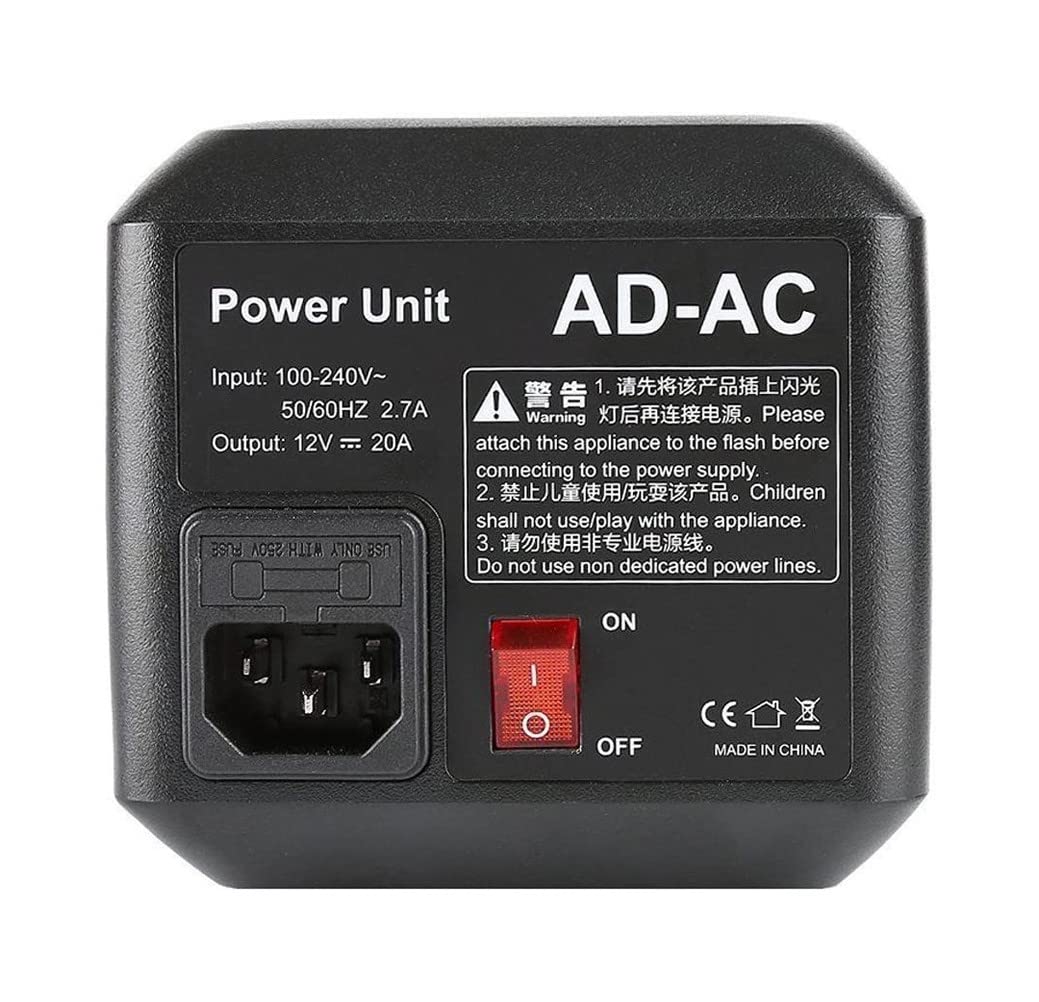 EACHSHOT Godox AD-AC 100?240V Power Source Adapter with 16.4'/5m Cable, for Godox AD600 AD600B AD600M AD600BM for Flashpoint XPLOR 600 Flash Strobe Lights