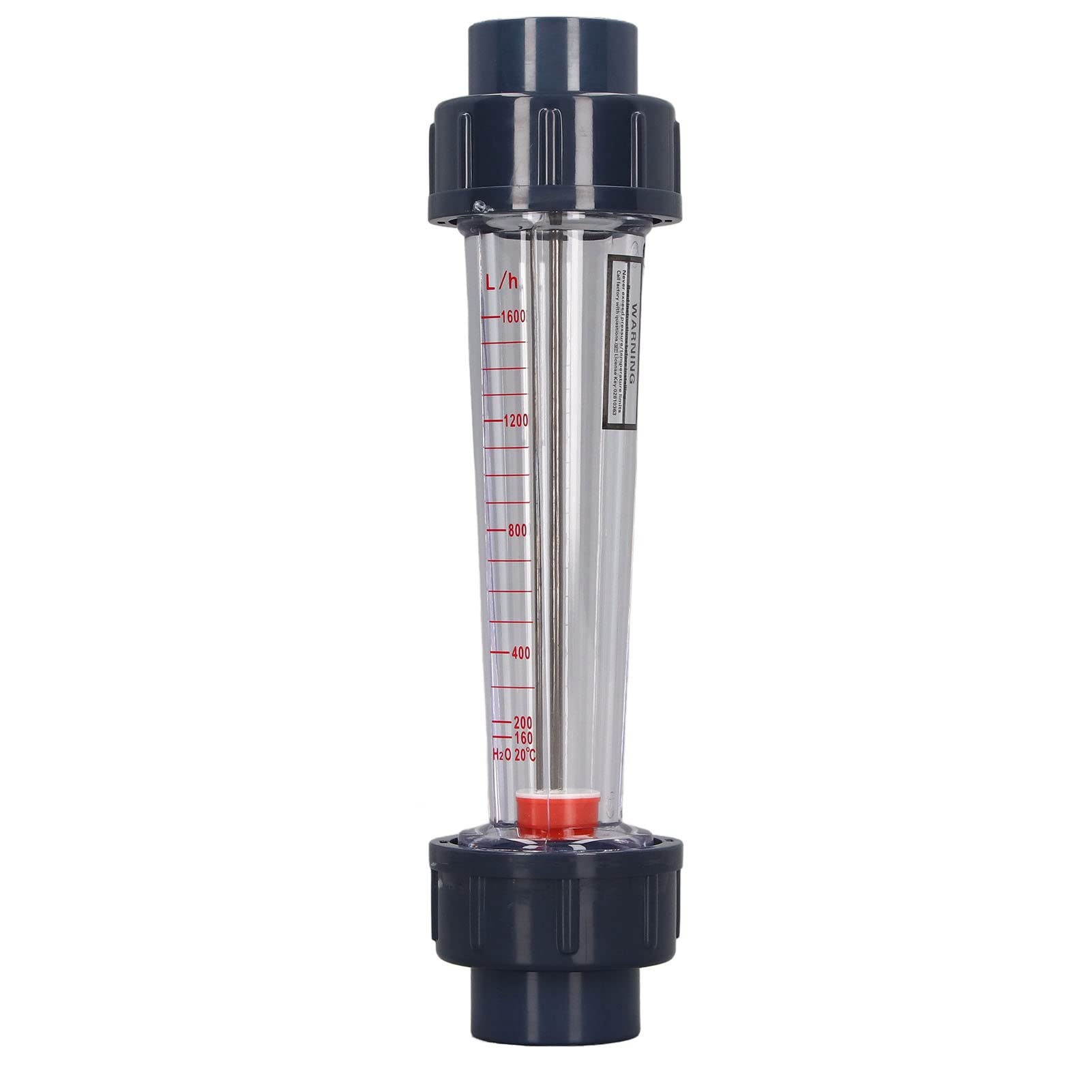 Liquid Flow Meter, Plastic Tube Water Flow Meter 160-1600LPH Liquid Flowmeter Tube Cylindrical Panel Type Flow Meter for Measuring Rate of Liquid Medium