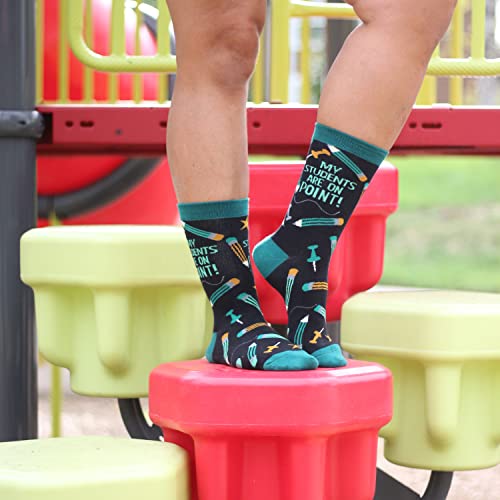 Funny Nerd Socks - Gift For Teachers, Students, Book Lovers, Math, Science Geeks (My Students Are On Point)