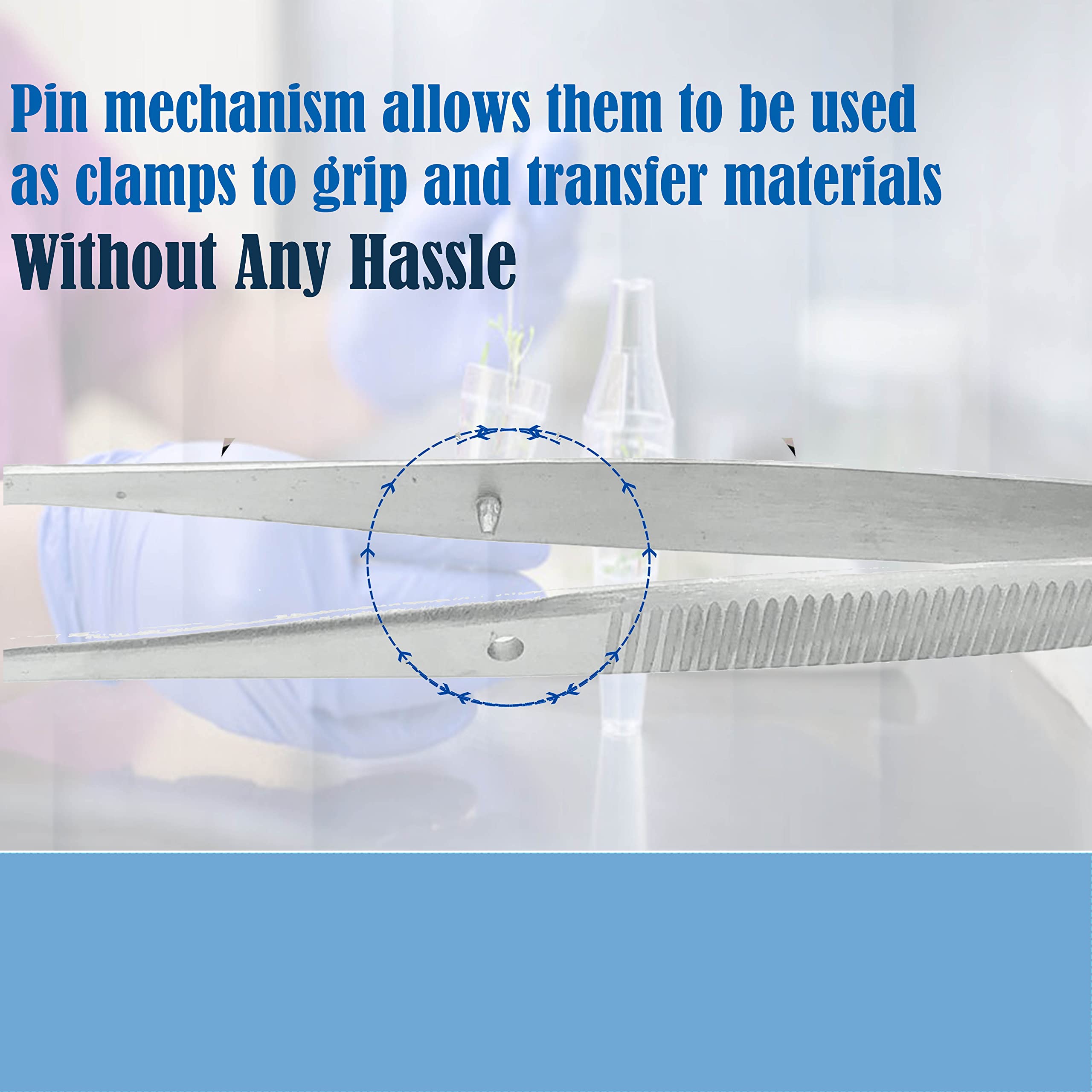 Lab Tweezers High Precision Forceps, 6" (15.2 cm), Fine Strong Angled Point tweezers, Stainless Steel