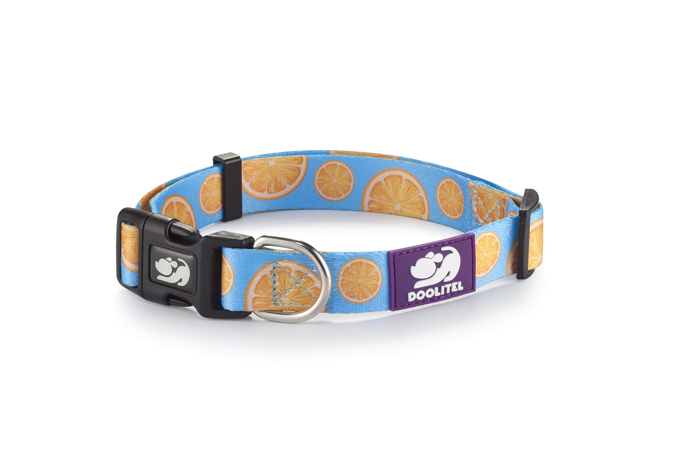 DOOLITEL Dog Collar [Oranges], Soft Polyester Material; Detachable, Adjustable Safety Buckle, Silicon Tag, Precise Heavy Duty Stitching, Steel D-Ring; Attach to Dog Leash, Suitable for Medium Dogs