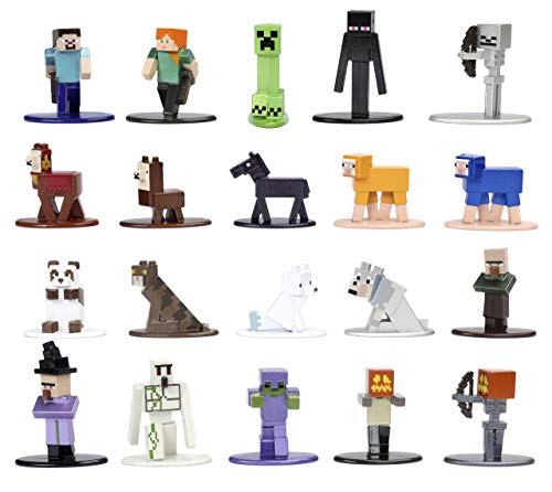 JADA Toys Minecraft 1.65"" Die-cast Metal Collectible Figures 20-Pack Wave 5, Toys for Kids and Adults, 32023, Brown