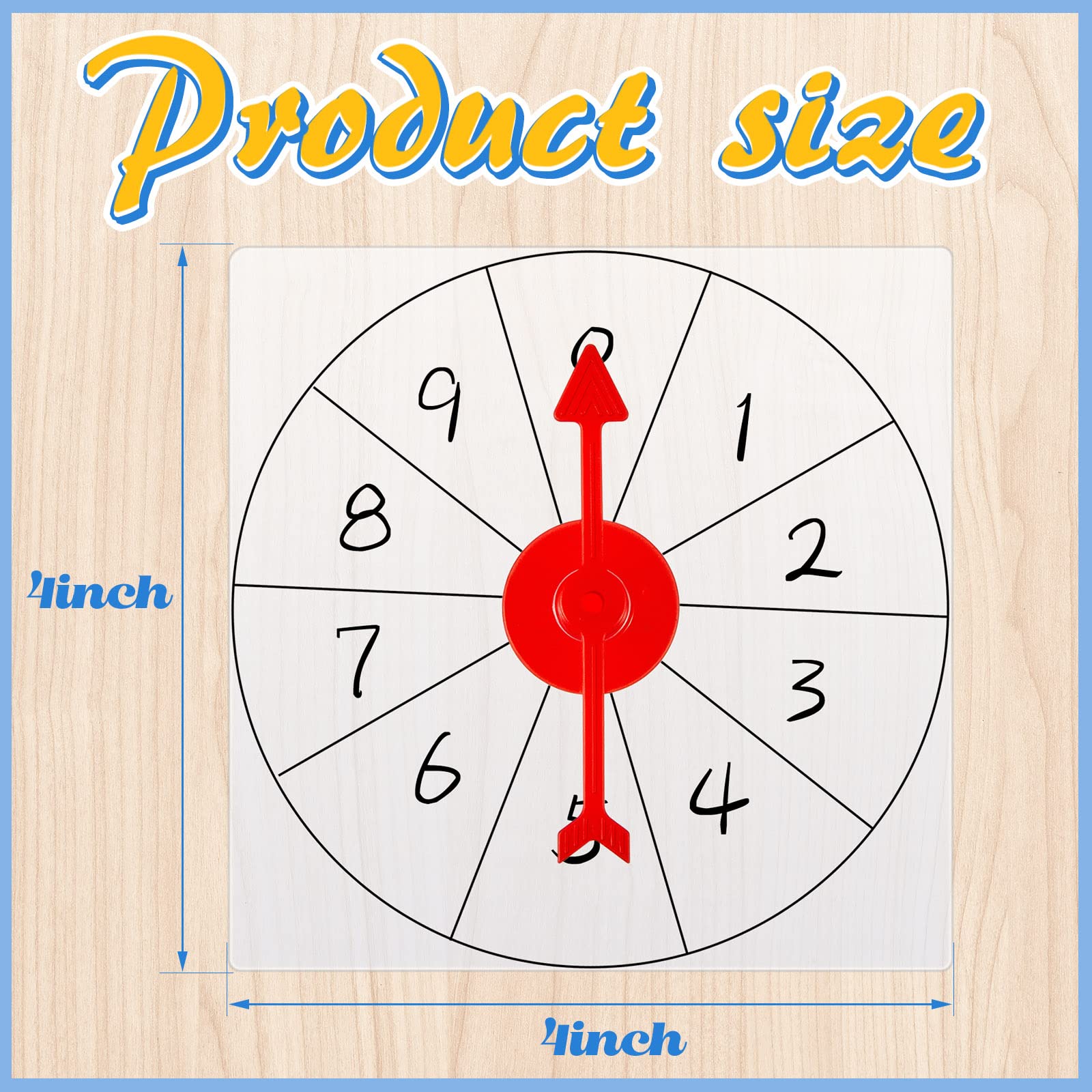Deekin 10 Pieces Arrow Game Spinners Blank Transparent Spinners with Rotating Arrow 4 Inch Dry Erase Math Game for DIY Board Games Classroom Activities Math Teaching Party Supplies, 5 Rainbow Colors