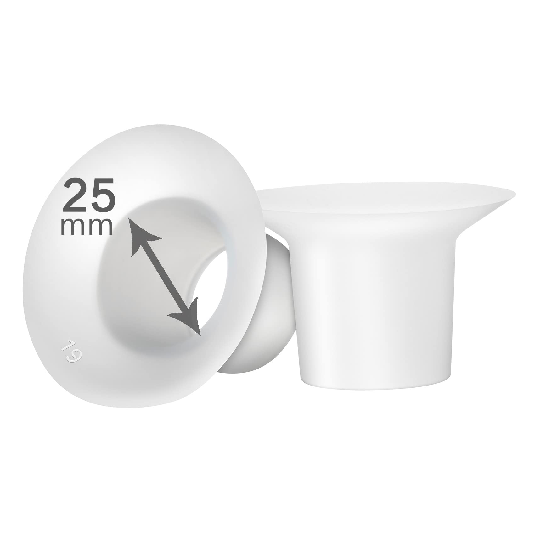 LOZAEVE 25mm Silicone Flange Inserts Compatible with for Spectra S1/S2, Medela, Bellababy, Elvie, Willow go, Momcozy S9 S10 S12, Freemie Breast Pump Insert Shields, Reduce 27-28mm Tunnel to 25mm, 2pcs
