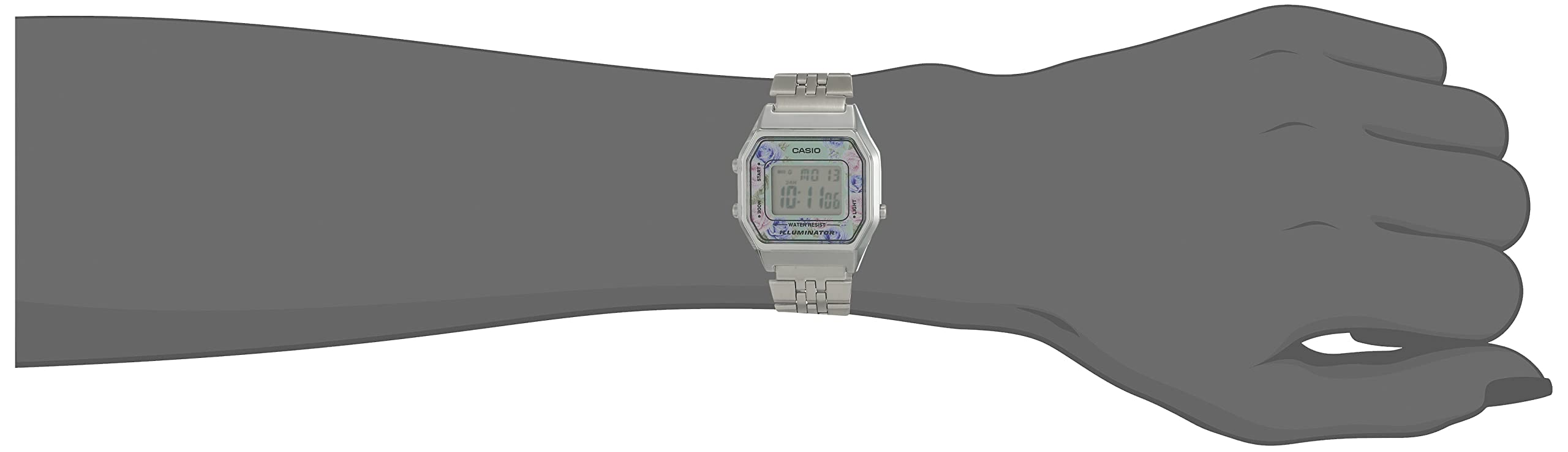 Casio LA680WA-2C Women's Vintage Floral Dial Alarm Chronograph Digital Watch