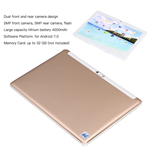 Dual Camera Tablet, Front 2MP Rear 5MP Tablet Silver Metal CNC Production for Photography (US Plug)
