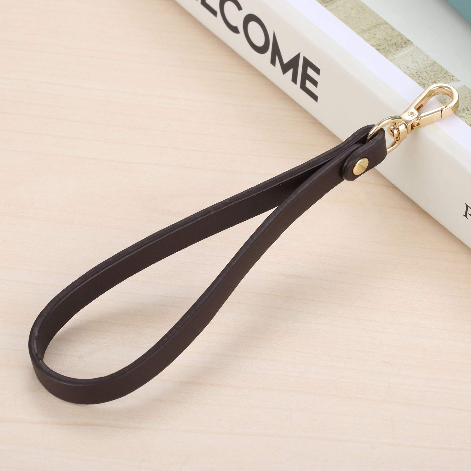 Yetaha Coffee Genuine Leather Wristlet Strap, 150mm x 8mm Hand Wrist Strap with Lock for Clutch Wallet Cellphone Key