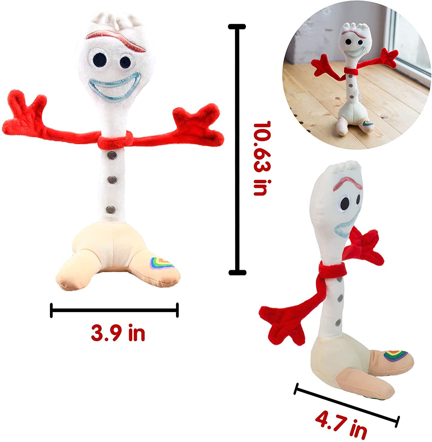 Yevt - Forky Toy Story 4 Big Plush Toy Story Forky with Stickers Set 11 Inches