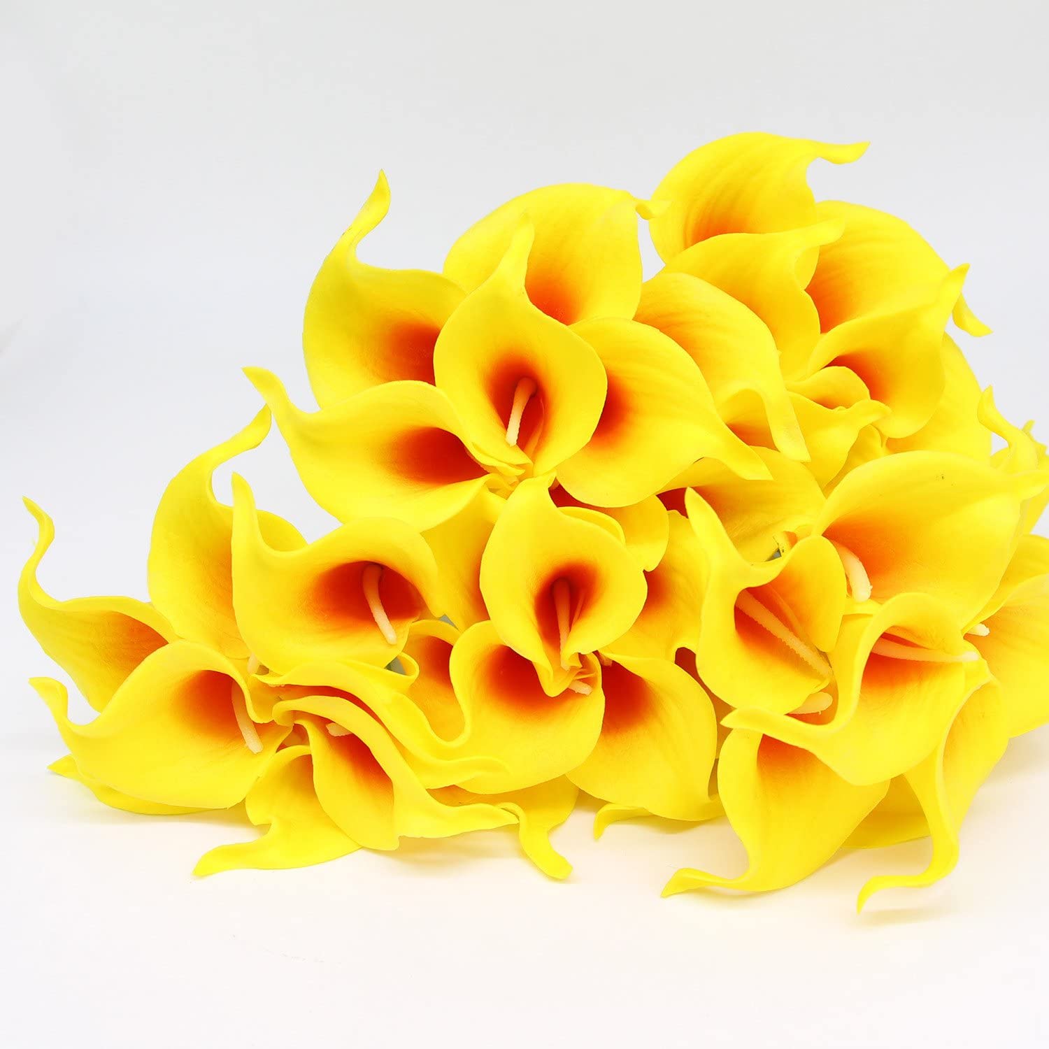 SHSYCER 18pcs Artificial Calla Lily Silk Flowers Home Garden Hotel Party Event Christmas Wedding Gift Decoration Artificial Flowers Calla Lily,Red in Yellow