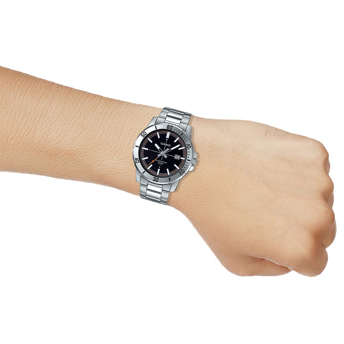 Casio MTP-VD01D-1E2V Men's Enticer Stainless Steel Black Dial Casual Analog Sporty Watch