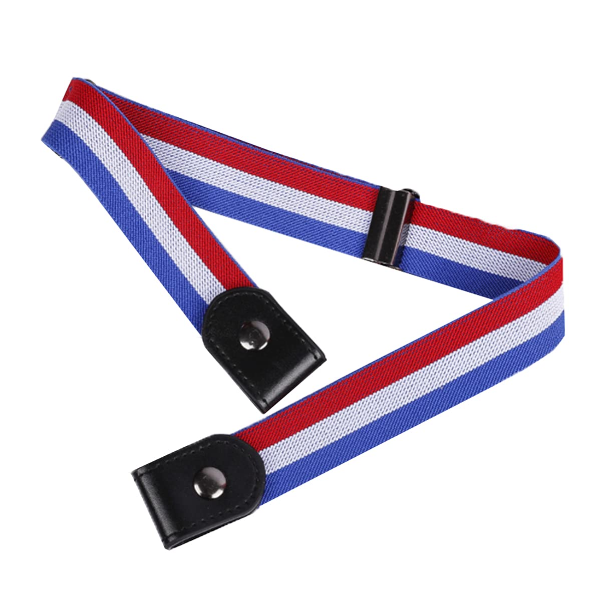 CWT Men and women all-match invisible lazy belt, adjustable length loose elastic belt without buckle (Blue and white stripes)