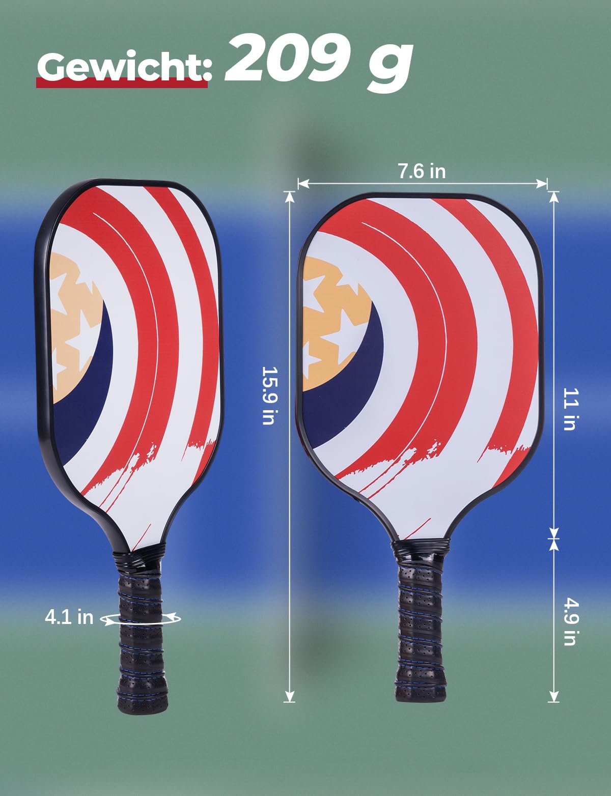 DEERFAMY Pickleball Paddles Set of 2, Graphite Carbon Fiber and Polypropylene Honeycomb Core, USAPA Approved Pro Pickleball Rackets with Cushion Grip, Lightweight for Beginners & Professional