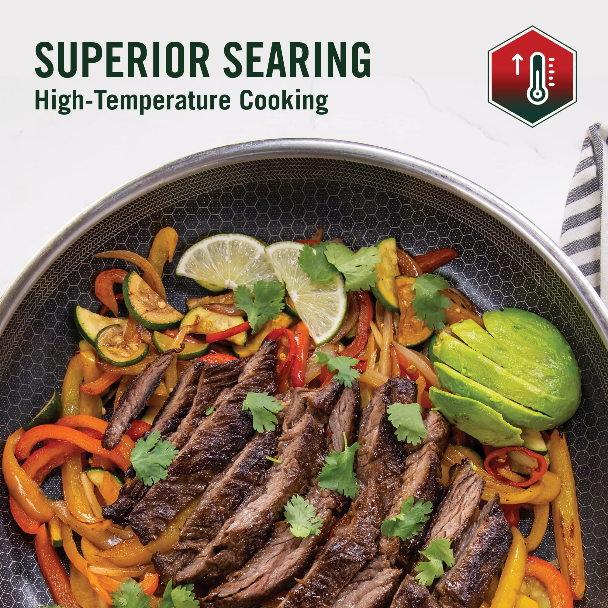 HexClad Hybrid Nonstick Frying Pan, 12-Inch, Stay-Cool Handle, Dishwasher and Oven Safe, Induction Ready, Compatible with All Cooktops