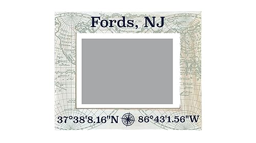 R and R Imports Fords New Jersey Souvenir Wooden Photo Frame Compass Coordinates Design Matted to 4 x 6