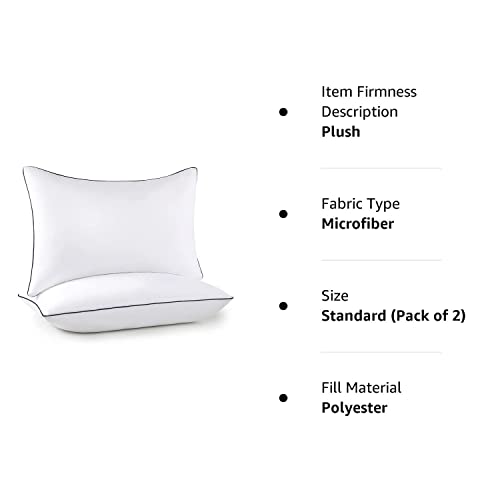 HOOMQING Bed Pillows 2 Pack - Standard Size Cooling Pillows for Sleeping Size Set of 2 for Side Back and Stomach Sleepers, Down Alternative Filling Luxury Pillows (White, Standard)