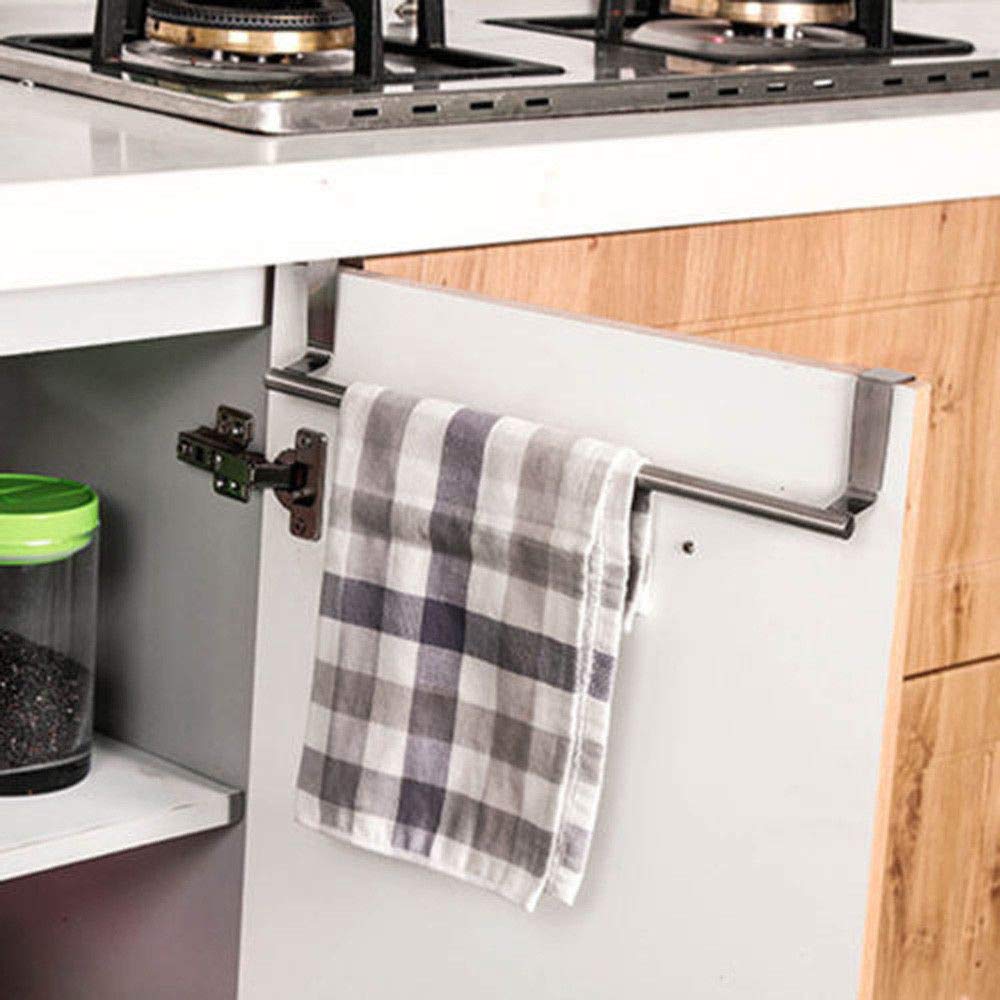 Stainless Steel Towel Bar Holder Over Kitchen Cabinet Door Hanging Rack 24cm 36cm by SHG (36cm)