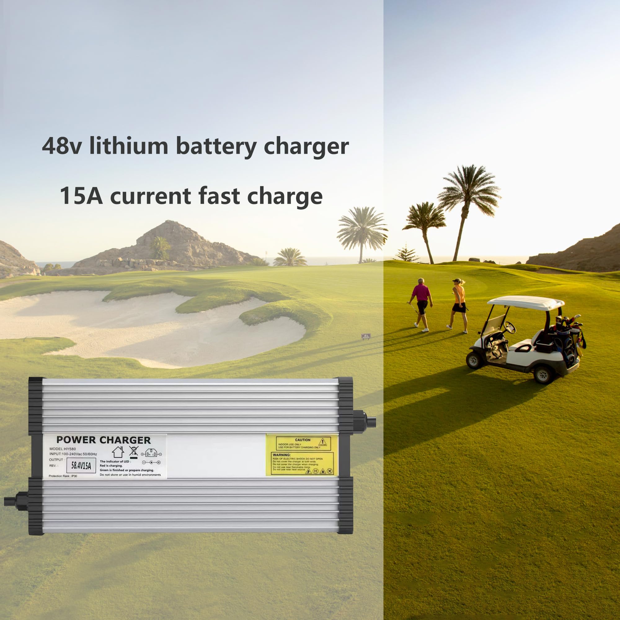 DUDHOIK 48V / 58.4V 8A Lithium Battery Charger 110V 120V 500W with Cooling Fan and Alligator Clip Output Lifepo4 Charger Multiple Protection Functions for 48V Lifepo4 Battery