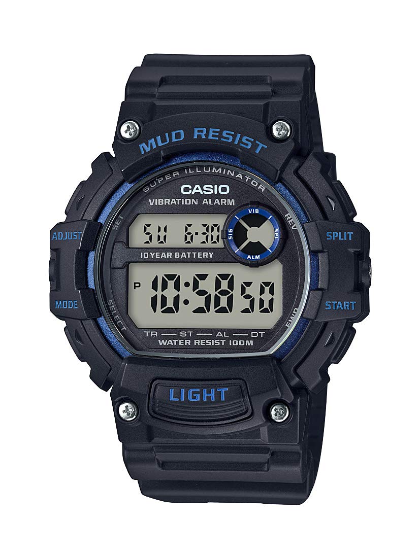 Casio Mud Resistant Stainless Steel Quartz Watch with Resin Strap, Black, 27.6 (Model: TRT-110H-2AVCF), standard
