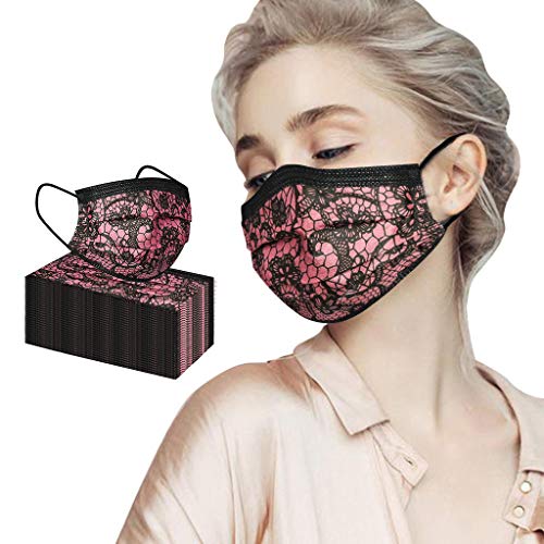 Lace Disposable Face_Mask,Cloth Covering,No Washable, Lightweight Breathable and Anti-Haze Dust Mouth Guards Balaclava for Kids/Adults