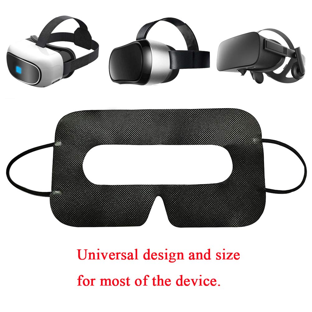 YinQin 100 PCS VR Disposable Eye Mask VR Headset Cover Mask, Sanitary VR Eye Mask, Black VR Eye Mask Cover, Sweatproof VR Headset Cover Mask Universal Eye Mask for VR (Black)