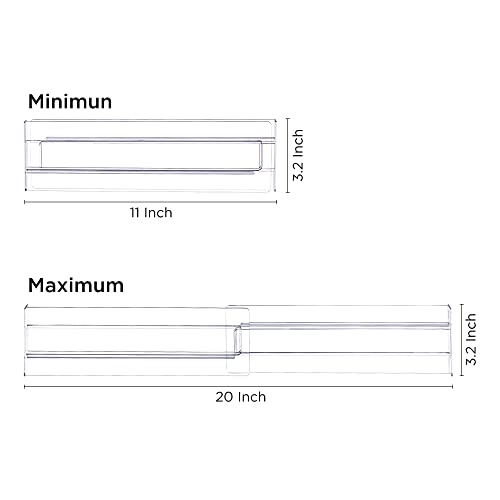 HBlife Drawer Dividers Organizer 6 Pack, Clear Plastic Adjustable Drawer Separators 3.2 Inches High, Expandable from 11-20 Inches for Dresser Clothing Kitchen Storage