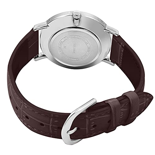 Casio MTP-VT01L-2B Men's Minimalistic Blue Dial Brown Leather Band Analog Watch