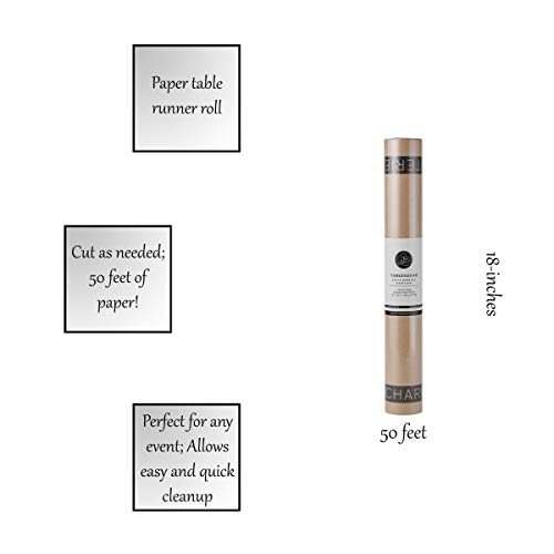 Creative Brands Sugar Charcuterie Paper Table Runner Roll, 50-Feet x 18-Inches, Kraft (G2756)
