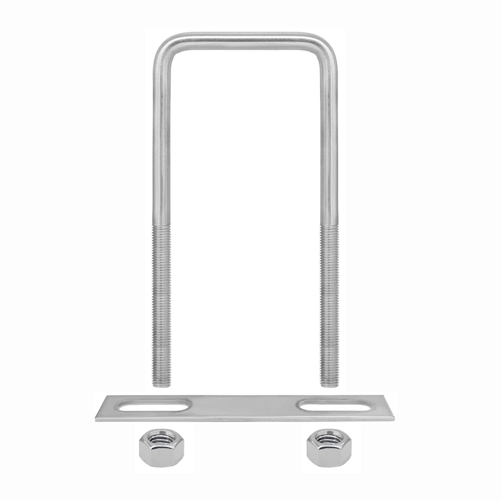 FOCMKEAS 2 Sets 304 Stainless Steel Square U-Bolts 3.15"(80mm) Inner Width, 5.91"(150mm) Length Stainless M10 with Nuts, Frame Plate, Accessories for Automobiles Trailer, Boat Trailer Industrial Parts