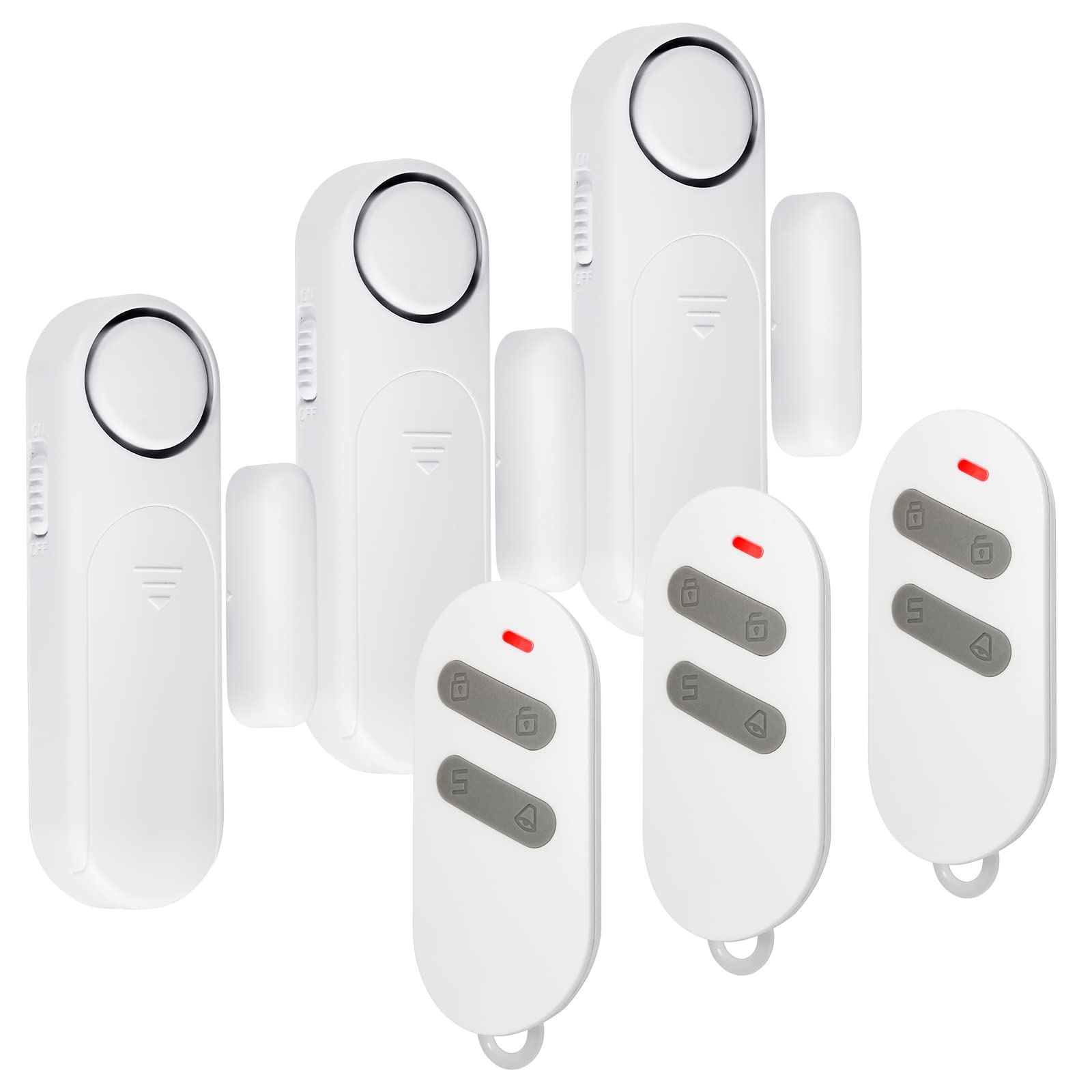 Door Alarm 120dB Door and Window Alarm Sensor 3 Modes Contact Sensor Alarm for Home and Property Security (3 Contact Sensor, 3 Remote Control)