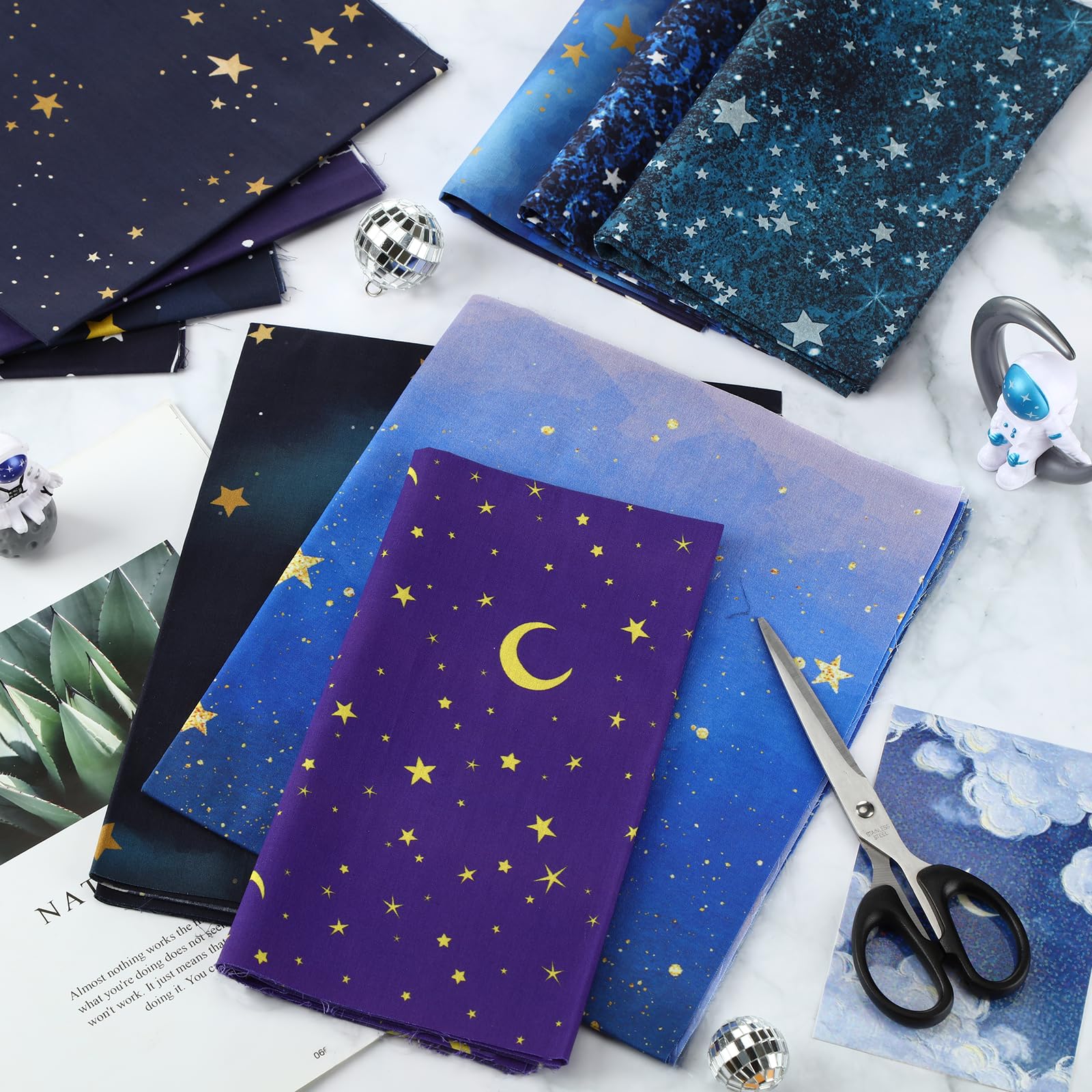 Buryeah 20 Pcs 18" x 21" Cotton Quilting Fabric Fat Quarters Fabric Bundles Fabric of The Universe for Quilting Sewing DIY Quilt Beginners Quilting Supplies Fabric Squares