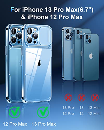 Simtect for iPhone 13 Pro Max Case with Camera Cover for iPhone 12 Pro Max Case Crystal Clear & Not-Yellowing Slim Miltary Shockproof Protective Phone Case for iPhone 13 Pro Max & 12 Pro Max (Clear)