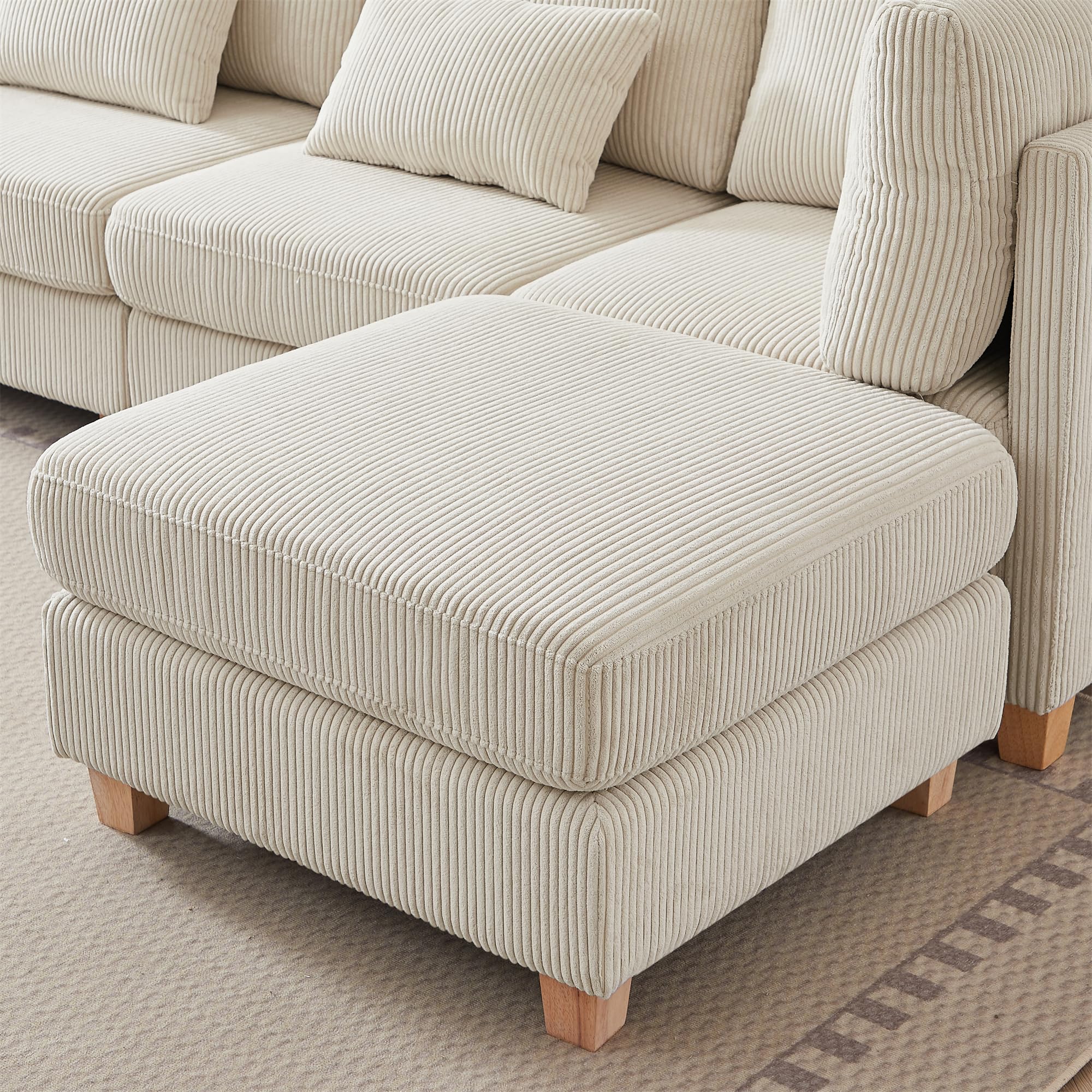 FREEHOMAE Sectional Sofa Couch,Modular Sectional Sofa,Sectional Couches for Living Room,Cloud Couch,L Shaped Couch with Removable Ottomans.(4Seat+2 Ottoman-White)